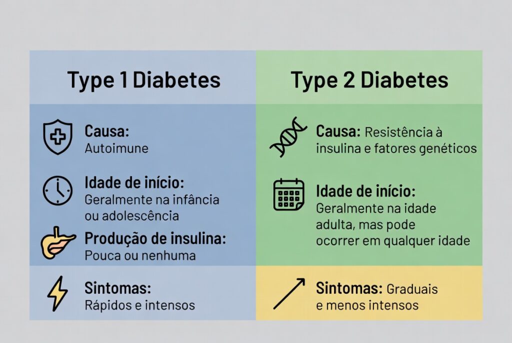 Diabetes Tipo 1 E Tipo 2: Entenda As Diferenças, Sintomas, Causas E ...